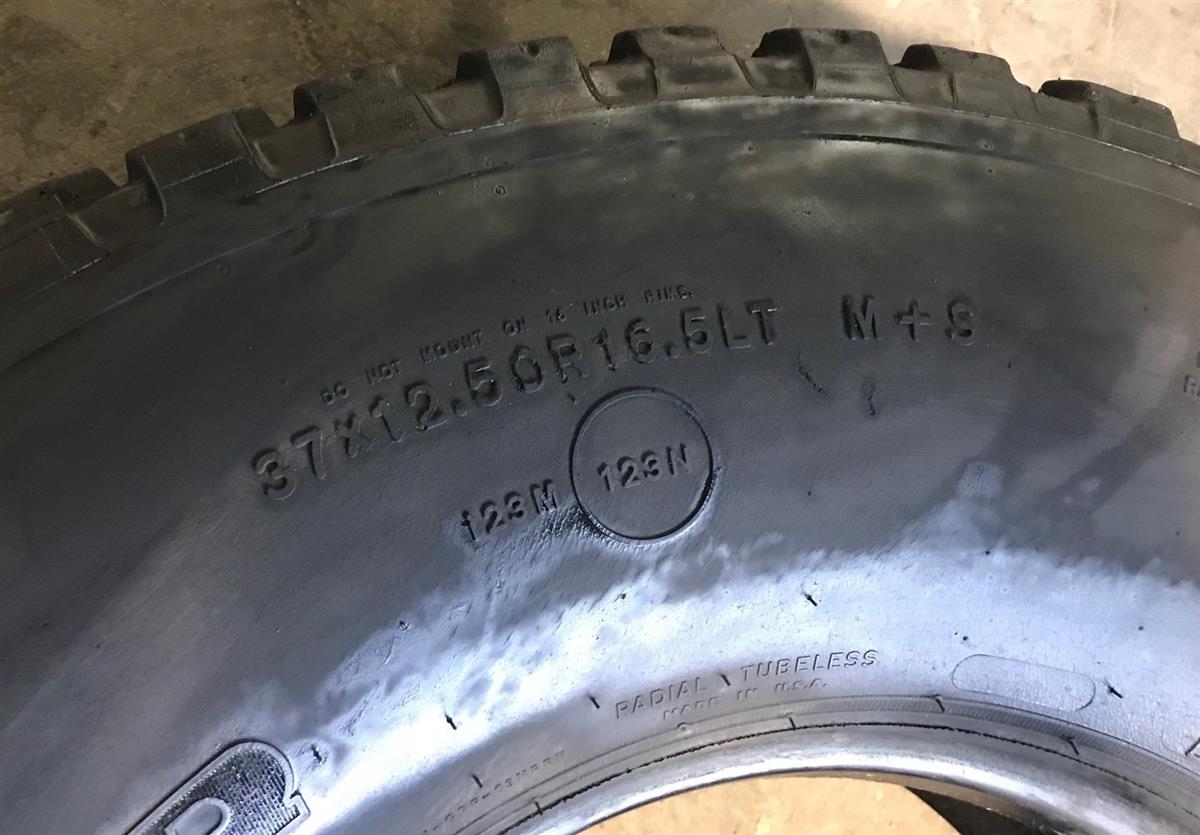 Goodyear Wrangler MT 37X12.5R16.5 LT Tire 100% Tread HMMWV